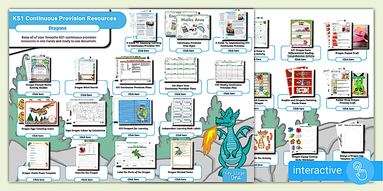 KS1 Continuous Provision: Dragons Resources (teacher made)