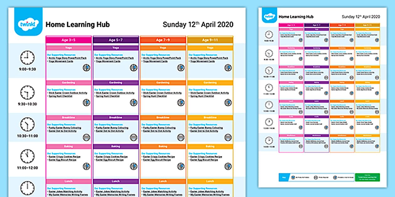 Home Learning Hub Daily Plan Sunday 12th April - Twinkl