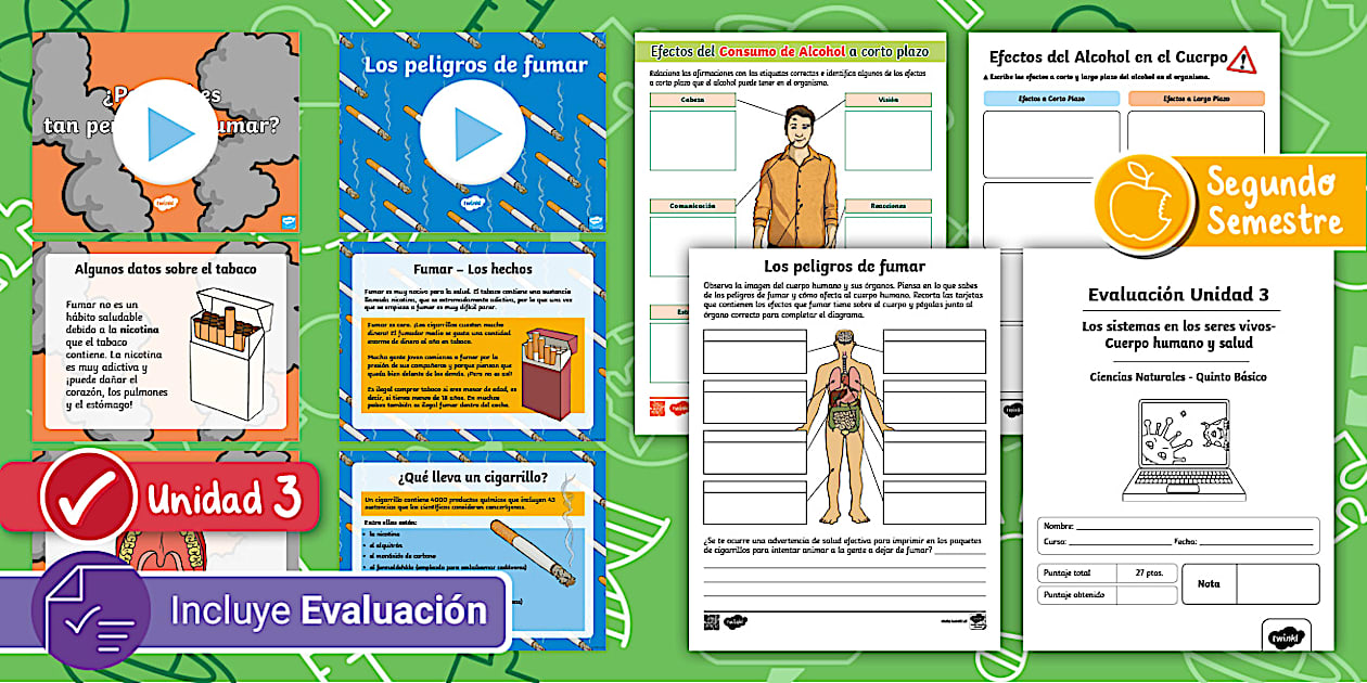 Pack Ciencias Naturales: 5° - Alcohol y Tabaco - Unidad 3
