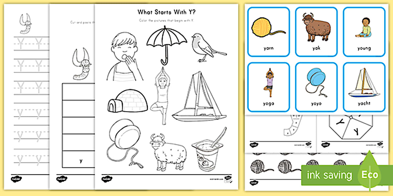 Letter Y Worksheet and Activity Pack for PreK-K - Twinkl