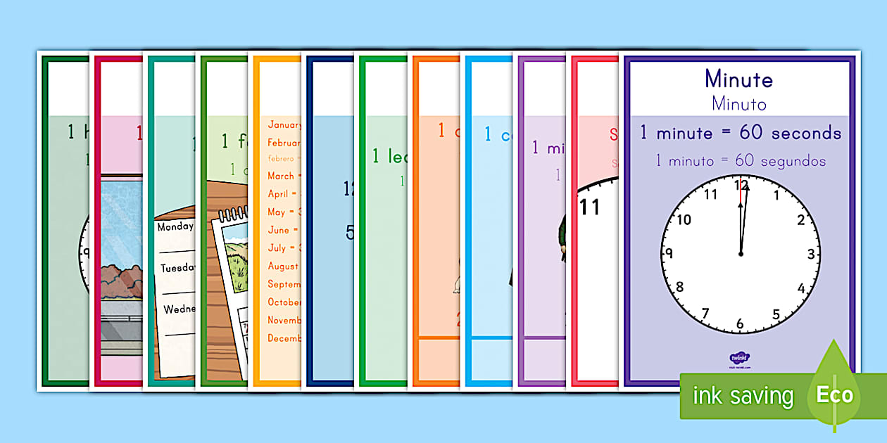Units Of Time Display Posters English/Spanish | Twinkl USA