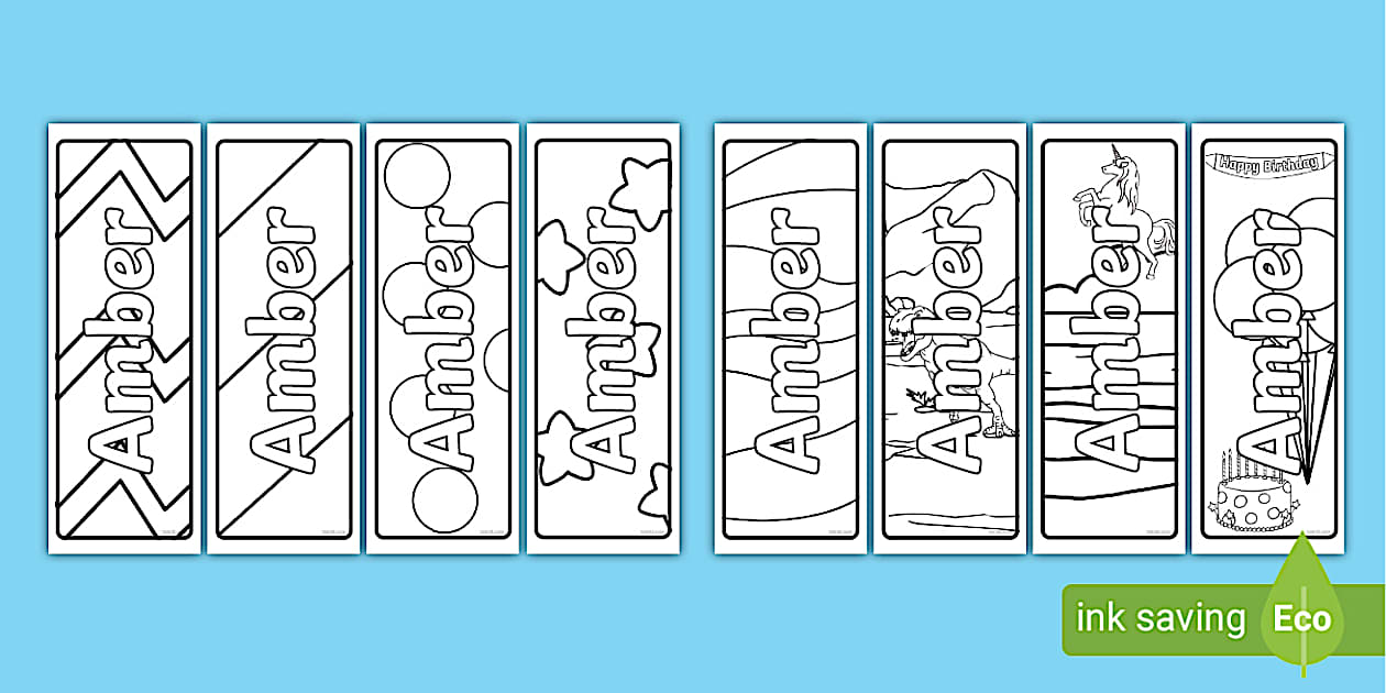 Amber Name Simple Colouring Bookmarks (professor feito)