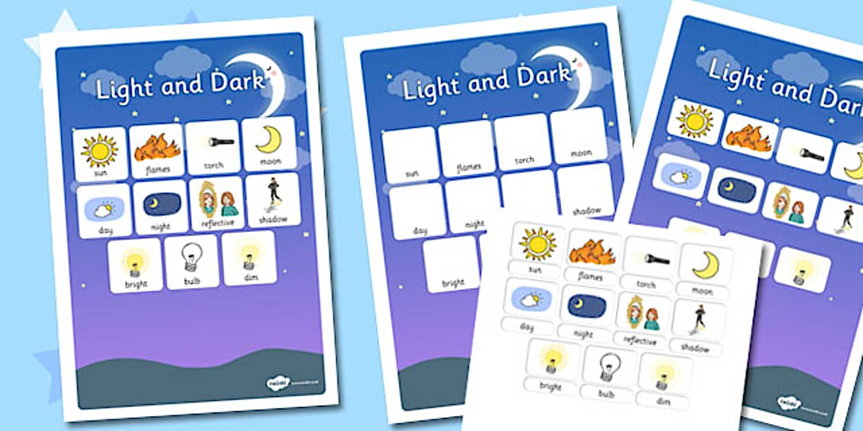 Light and Dark Vocabulary Poster (teacher made) - Twinkl