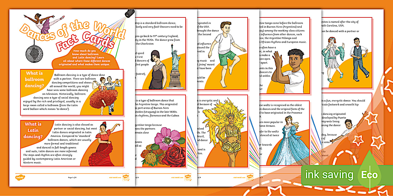 Ballroom and Latin Dances of the World Fact Cards - Twinkl