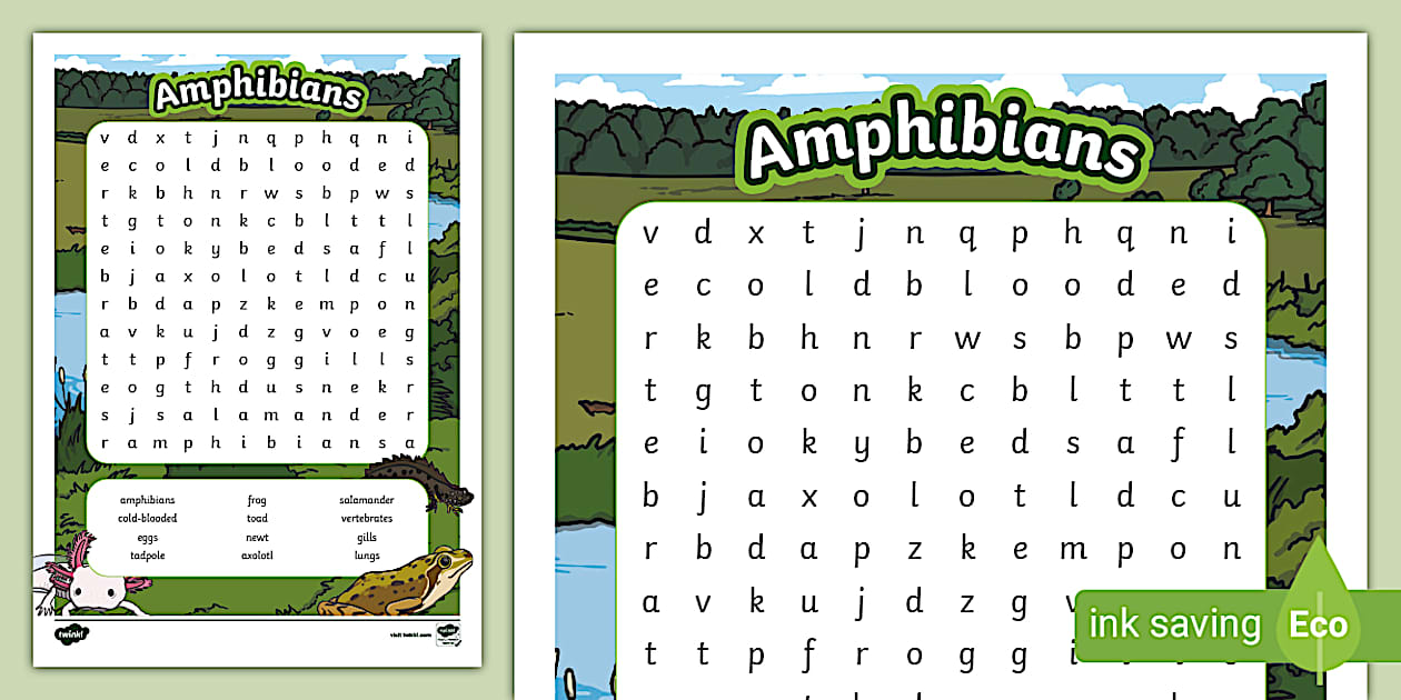 Amphibians Word Search - Twinkl - KS1 (Teacher-Made)
