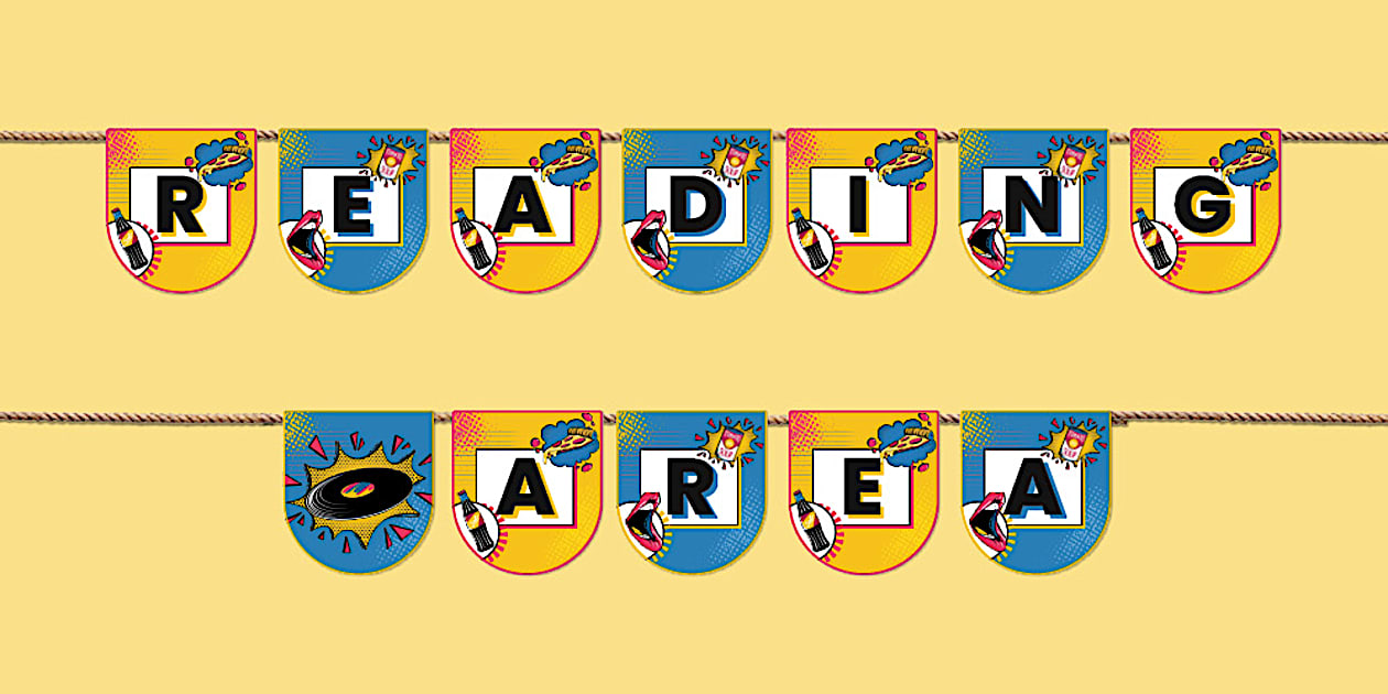 Pop Art Themed Reading Area Display Bunting (teacher made)