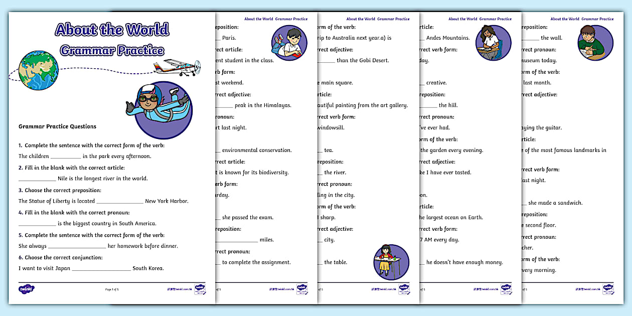 About the World - Grammar Practice (teacher made) - Twinkl