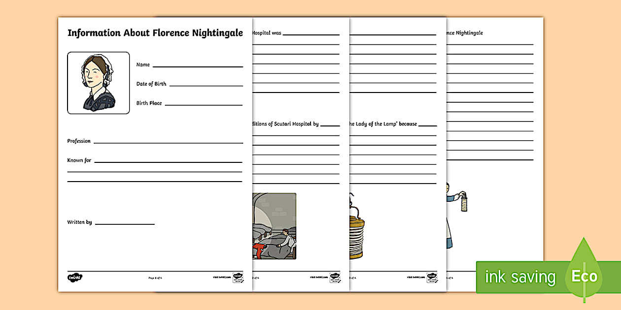 Florence Nightingale Information Writing Booklet - Twinkl