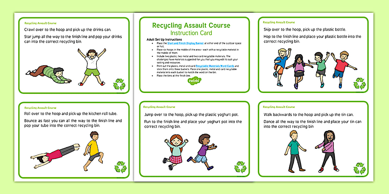 Editable Run, Move, Recycle Challenge Cards - Twinkl
