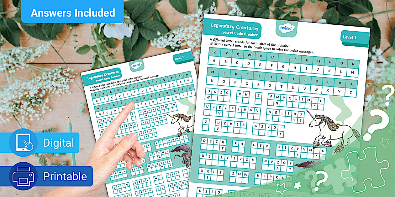 Legendary Creatures Secret Code Breaker - L1 - Twinkl