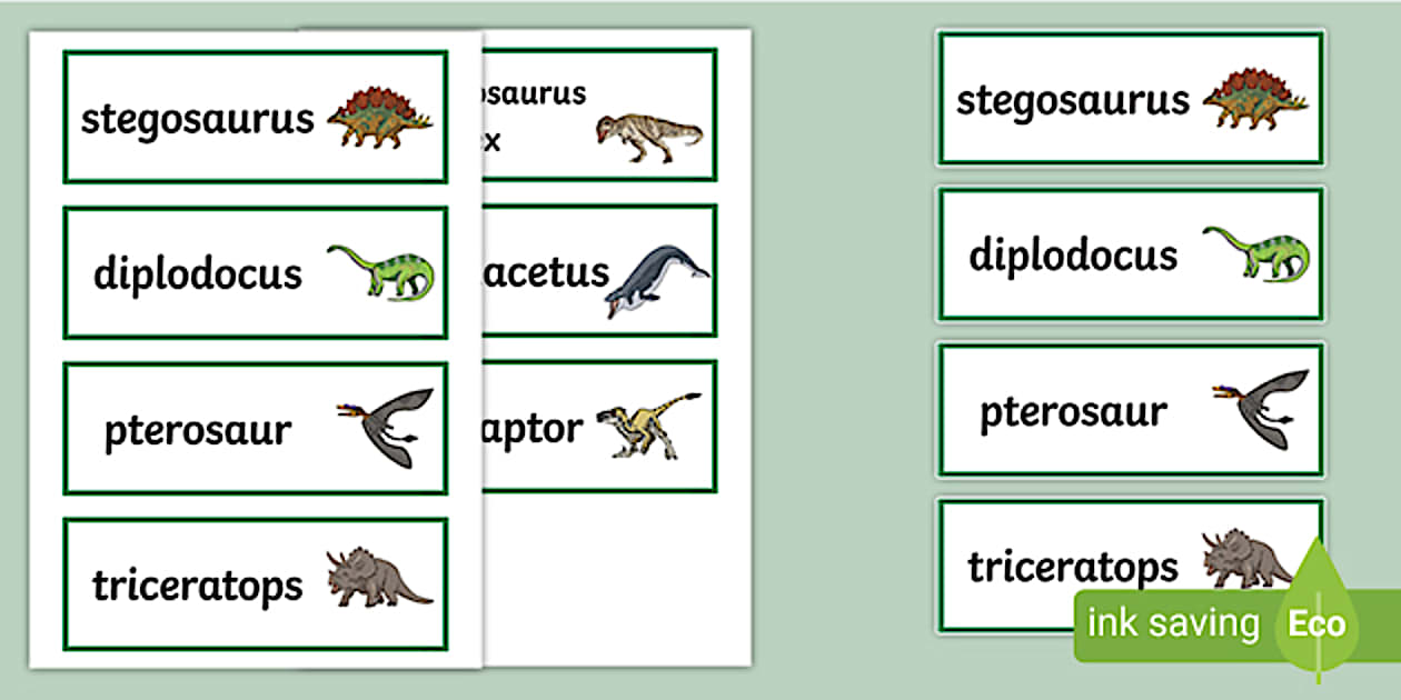 Realistic Dinosaurs Word Cards (teacher made) - Twinkl