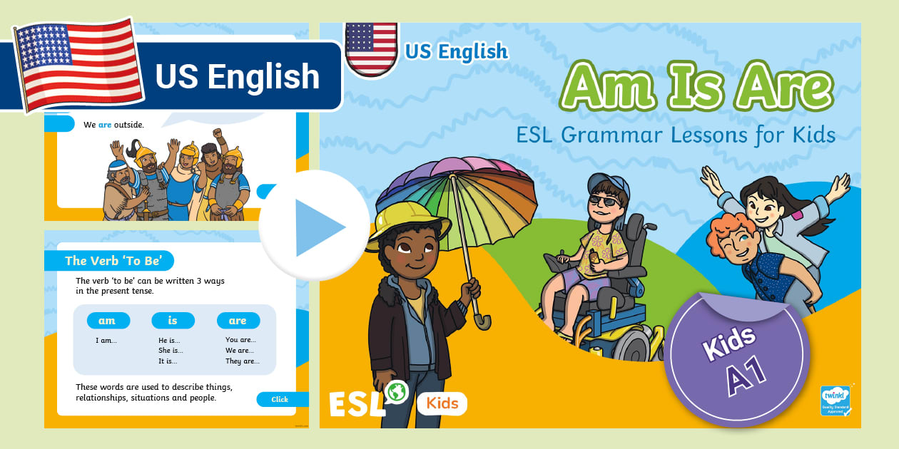 Twinkl ESL 'Am' 'Is' 'Are' Grammar Lesson for Beginners