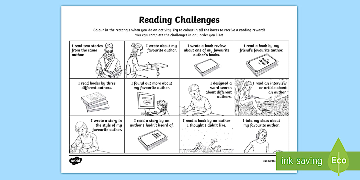 Editable Author Reading Challenge Worksheet - Twinkl