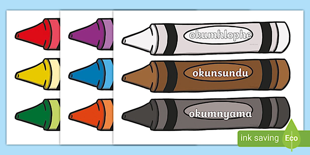 Colours In Zulu | Crayons Posters | South Africa - Twinkl