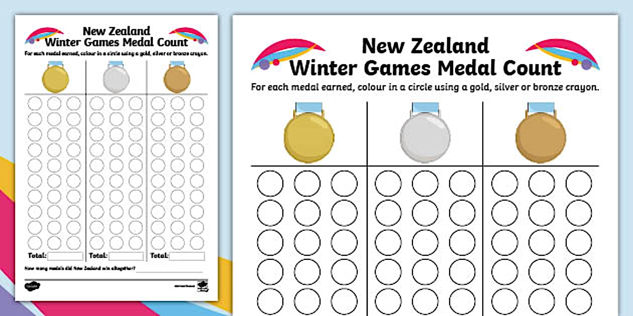 New Zealand Winter Games Medal Count Worksheet - Twinkl