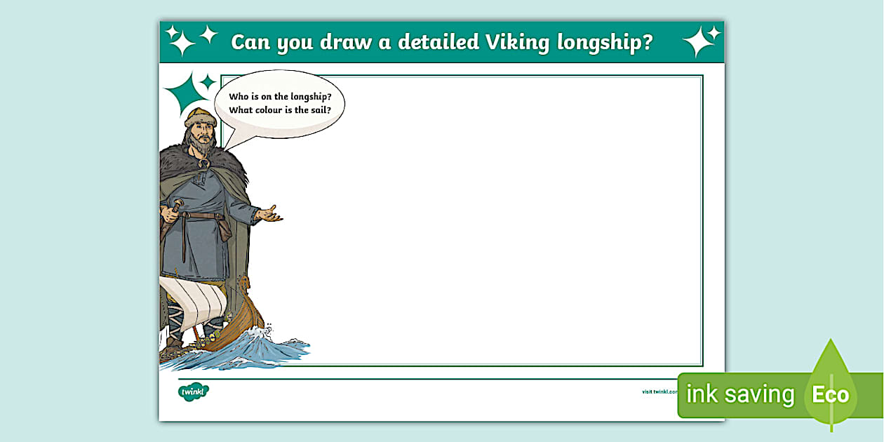 Free Viking Longship Drawing Prompt for kids: Download now!