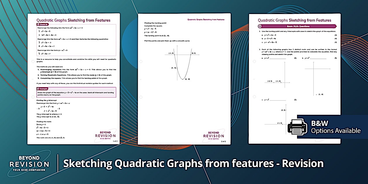 👉 Sketching Quadratic Graphs from Features - Twinkl