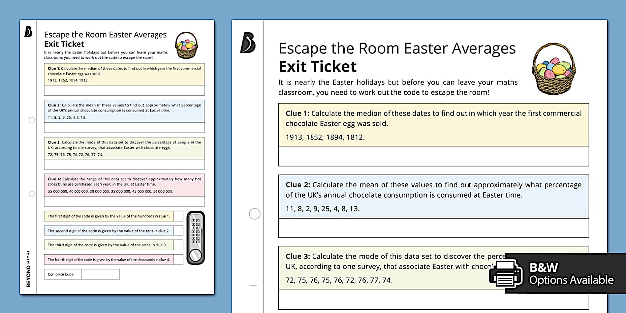 👉 Escape the Room Easter Averages Exit Ticket - Twinkl