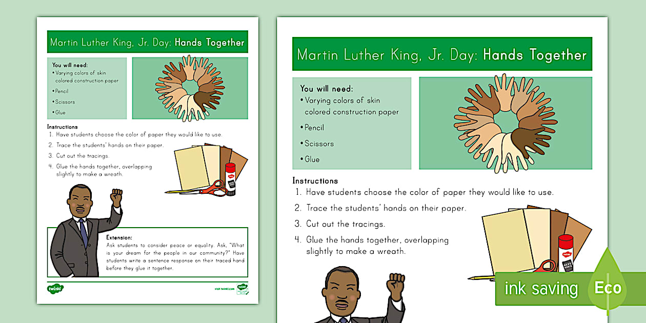 Martin Luther King Jr Hands Together Craft | Twinkl USA