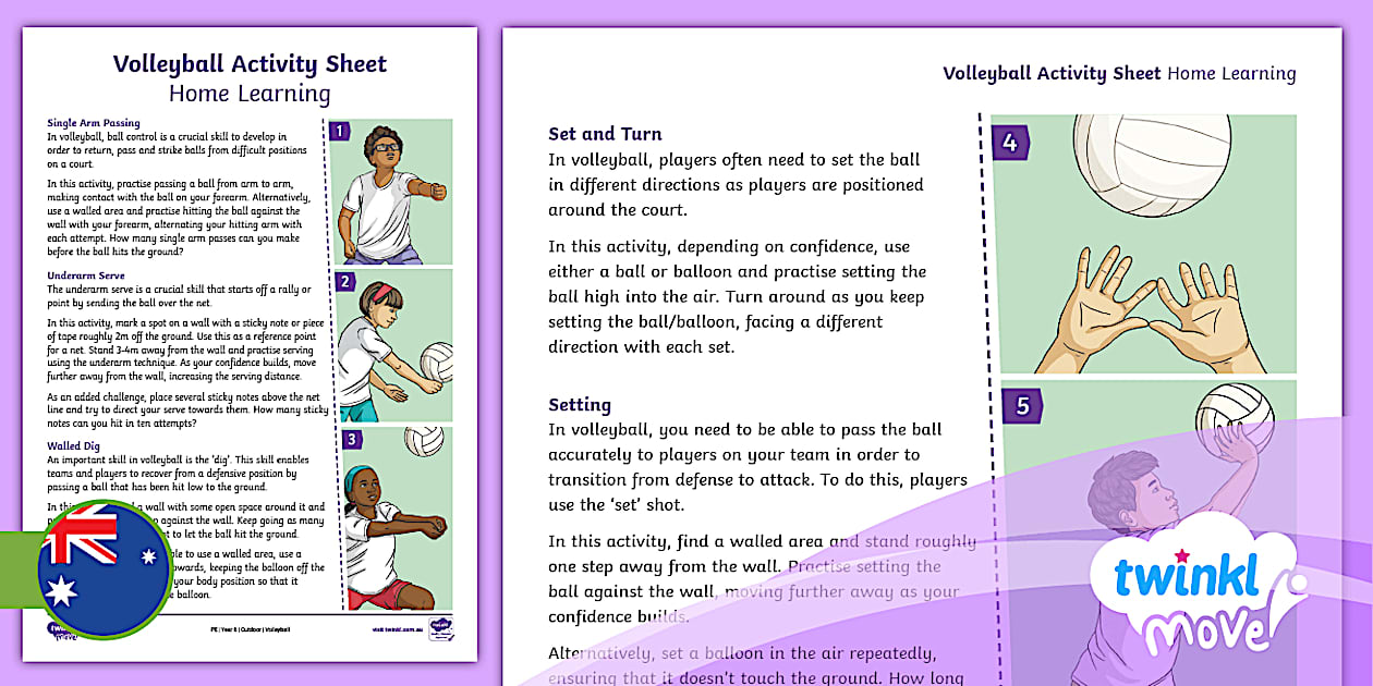 Move PE Year 6 Volleyball Home Learning Tasks (teacher made)
