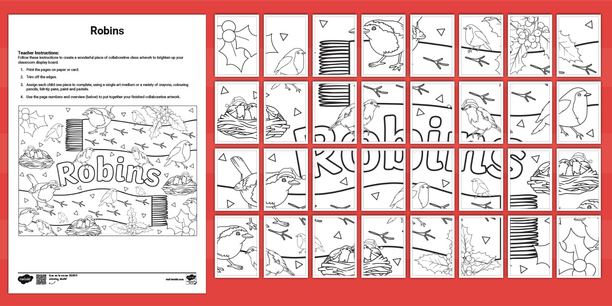 Robin Collaborative Colouring - Twinkl - KS1 - Twinkl