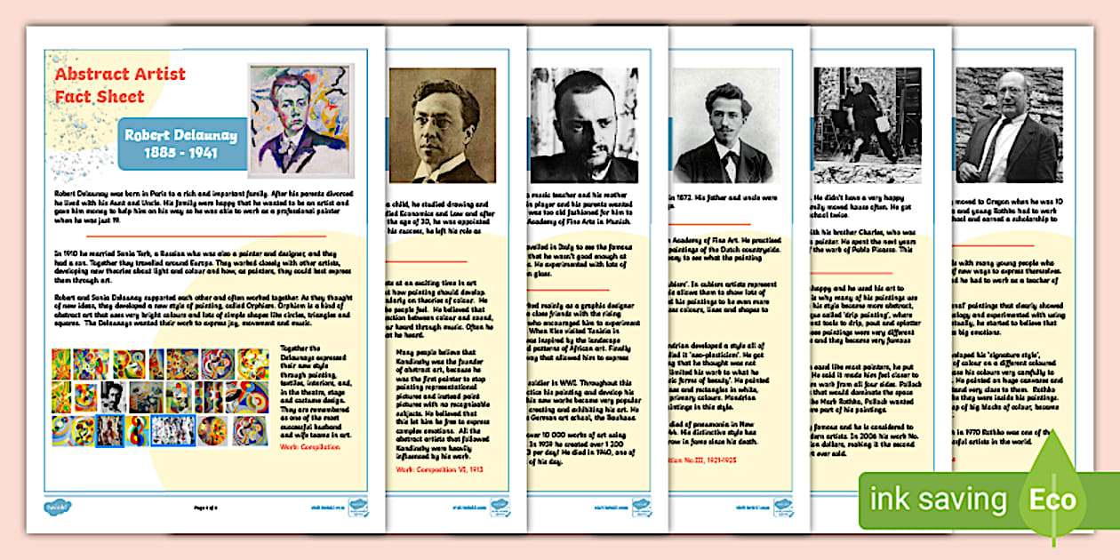 Abstract Artist Fact Sheets - KS2 Primary Resources - Twinkl