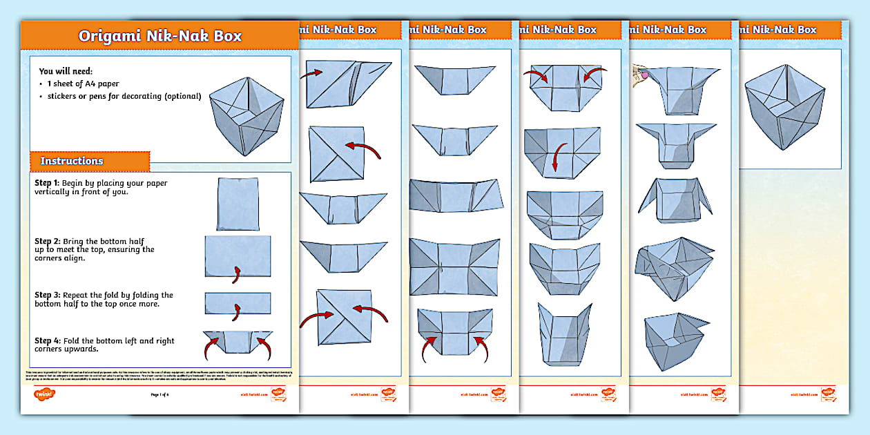 Origami Nik Nak Box Craft Instructions (teacher made)