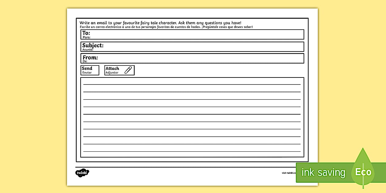 Email a Story Character Writing Template English/Spanish - Email a Story
