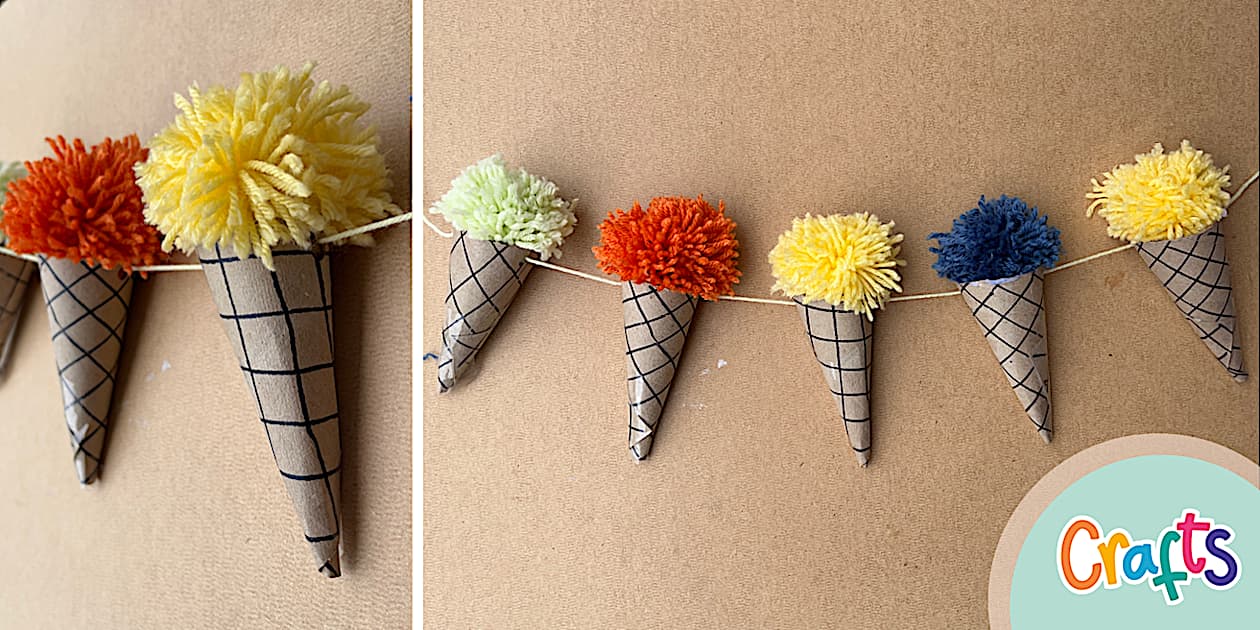 Manualidad: Guirnalda de helados con pompones - Twinkl Crafts