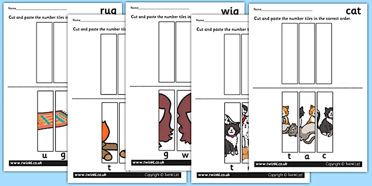 Black and White CVC Word Picture Puzzles Mixed - Twinkl