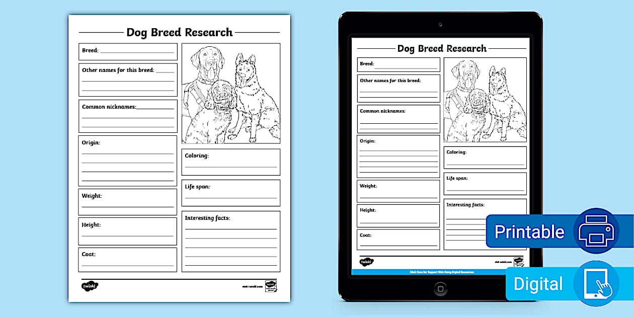 Researching Dog Breeds Worksheet | Resource | Twinkl USA