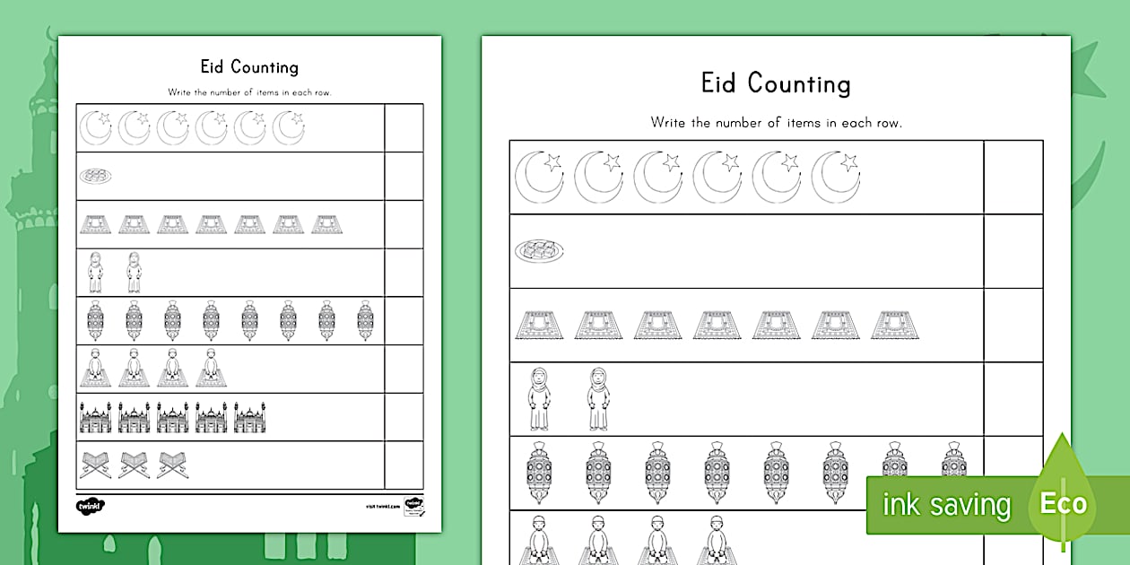 Eid Counting Worksheet | Religious Education | Twinkl USA