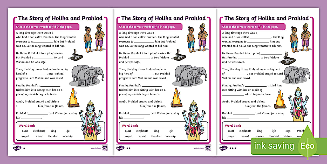 KS1 Story of Holika and Prahlad Differentiated Activity