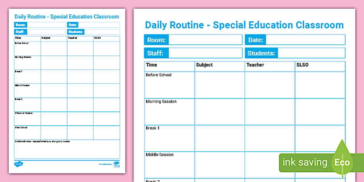Inclusive Education Daily Routine Timetable - Twinkl