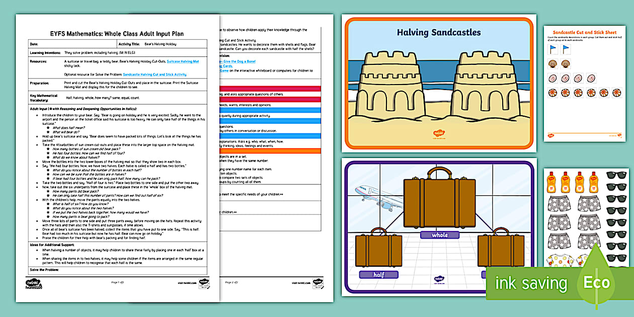 EYFS Maths: Bear’s Halving Holiday Whole Class Activity Adult Input ...