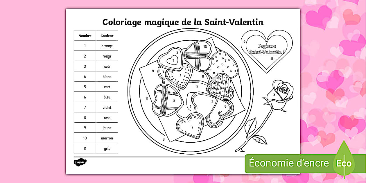 Coloriage magique de la Saint-Valentin (Teacher-Made)