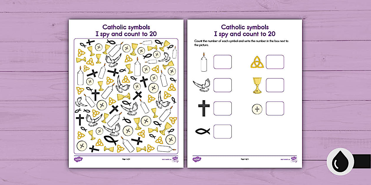 Catholic symbols I spy and count to 20 Activity - Twinkl