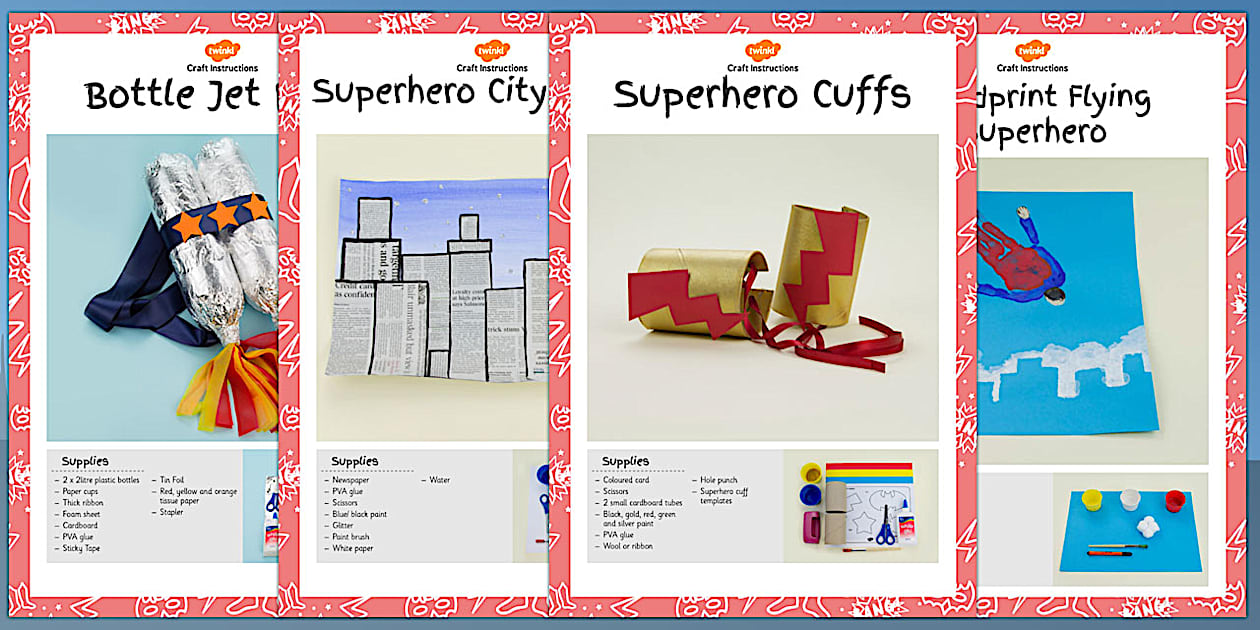 Superhero Art Lesson Themed Craft Activity Pack - Twinkl