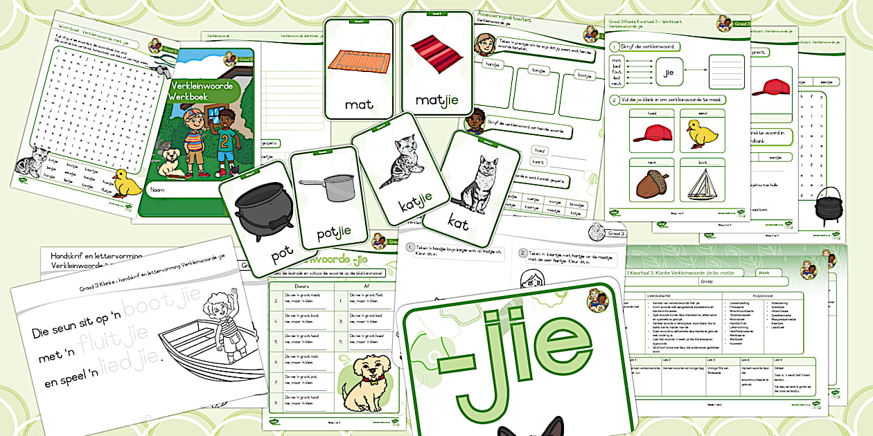 Graad 3 Klanke Hulpbronpakket Verkleinwoorde: -jie (bv. matjie)