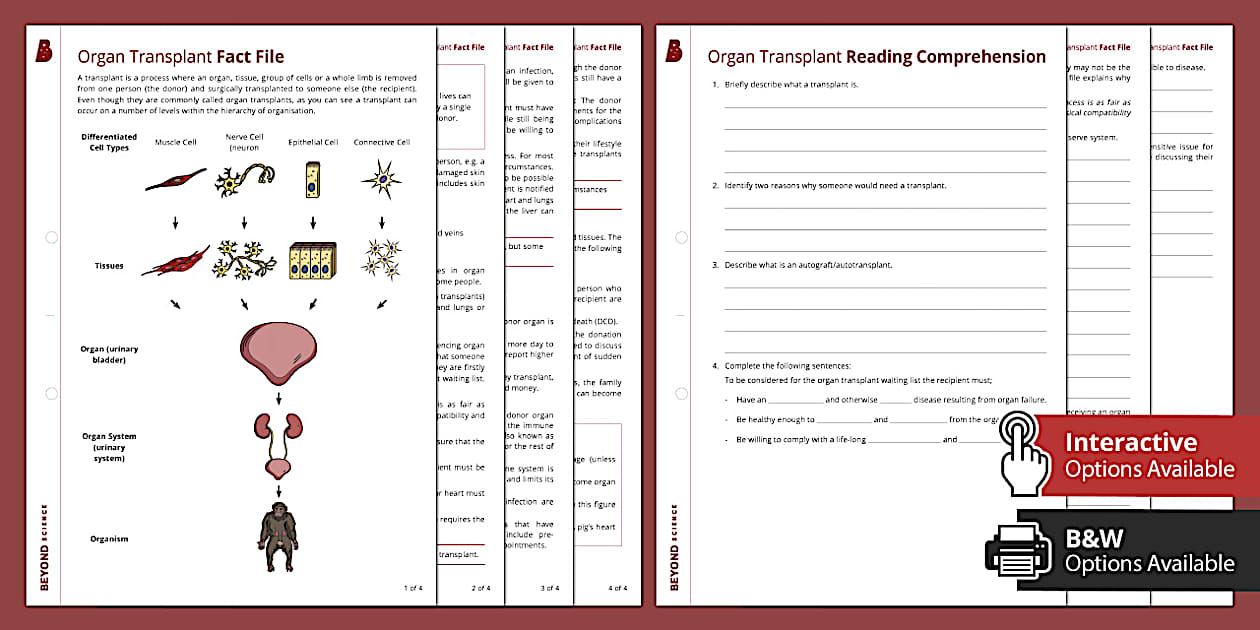 Organ Transplant Reading Comprehension - Beyond Science
