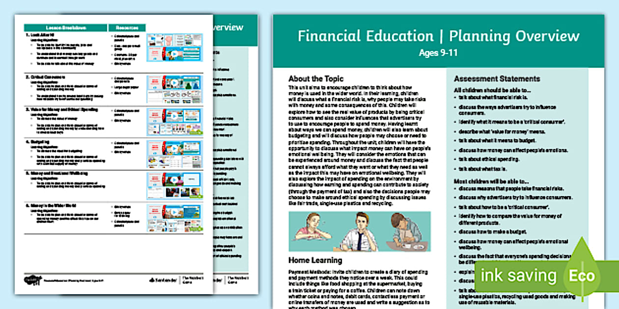 Financial Education: Planning Overview – Ages 9-11
