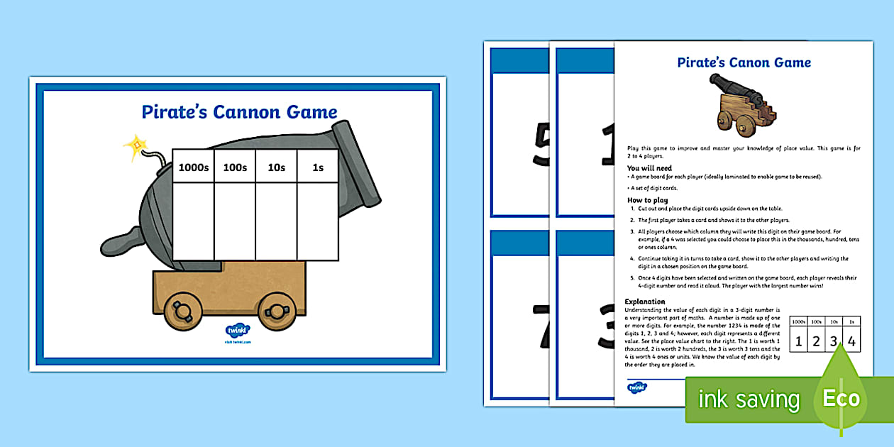 Place Value Pirate's Canon Game (teacher made) - Twinkl