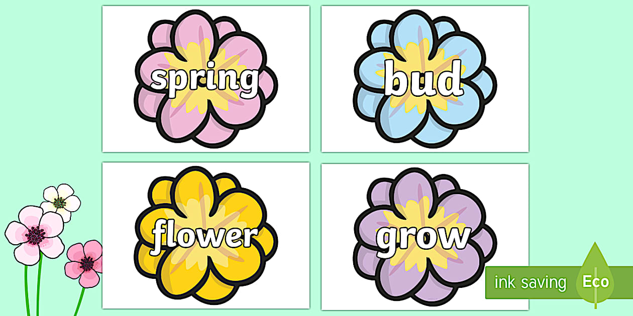 Spring Words On Flowers (teacher made) - Twinkl
