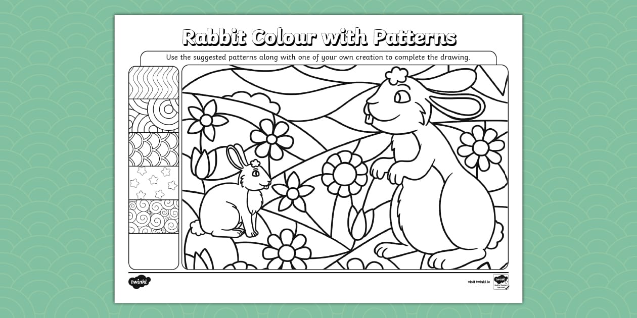 Rabbit Colour with Patterns Activity (teacher made) - Twinkl