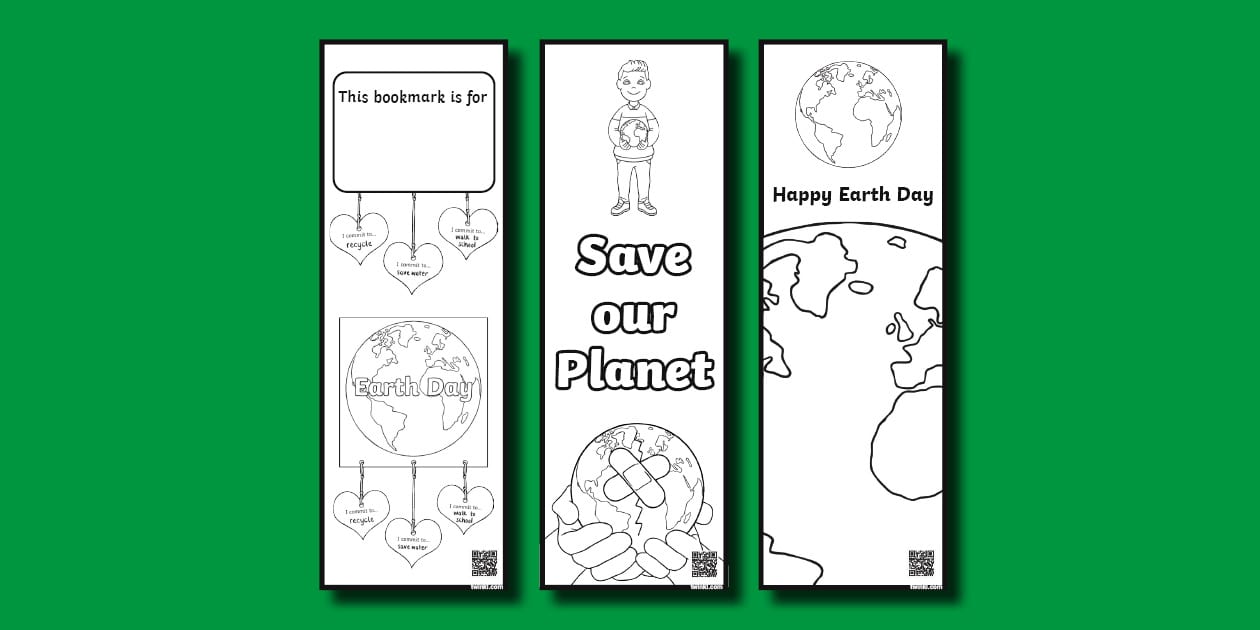 Printable Earth Day Bookmarks to Colour | Resource | Twinkl