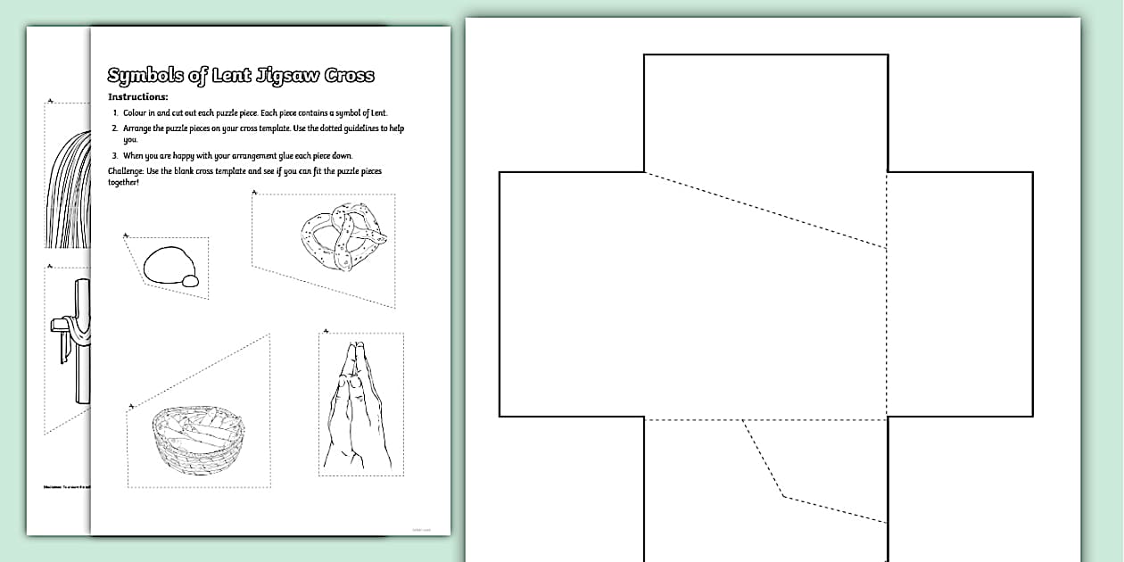 Symbols of Lent Jigsaw Cross (teacher made) - Twinkl