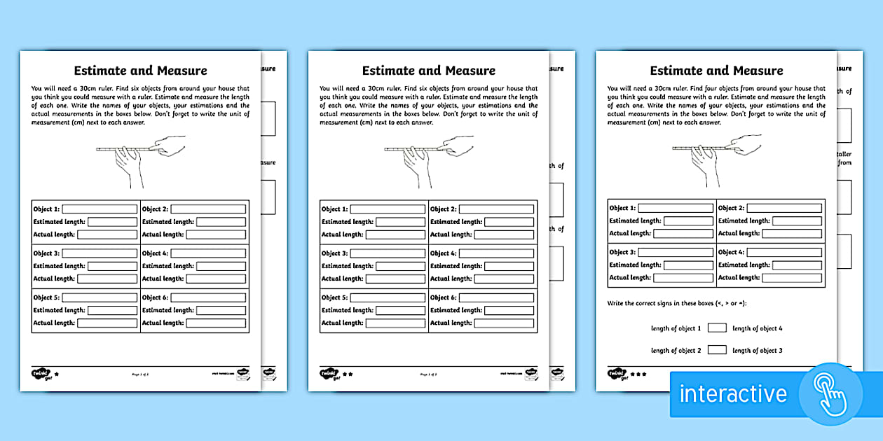 Year 2 Maths Homework Estimating and Measuring Length Worksheet