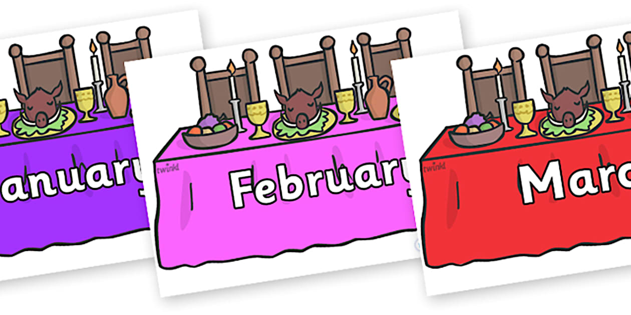 Precursive Months of the Year on Dining Tables - Twinkl