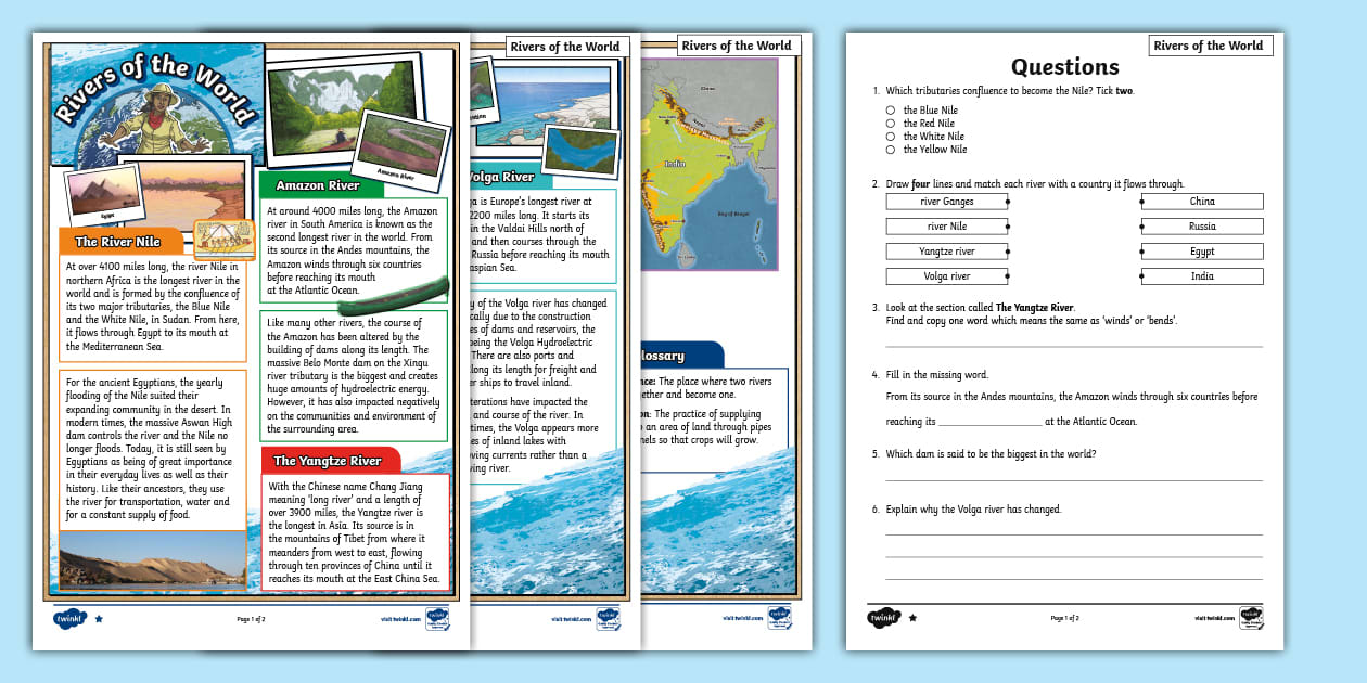 UKS2 Rivers of the World Differentiated Reading Comprehension