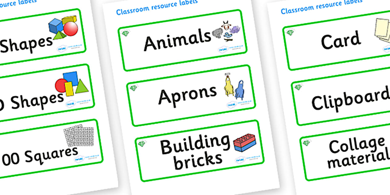 Emerald Themed Editable Classroom Resource Labels - Twinkl
